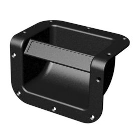 Black Corner Bar Handle with Large Radius Zinc Grip in Plastic Dish