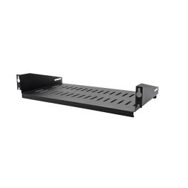 2U 250mm Deep Black Vented Rack Shelf with Quick Mounting System | Penn ...