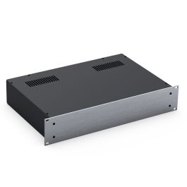 2U Black 11 13/16" Deep Rack Box with a Silver Aluminum Front Panel ...