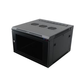600mm Deep 6U Black Wall Mount Rack with M6 Threaded Rails and Poly ...