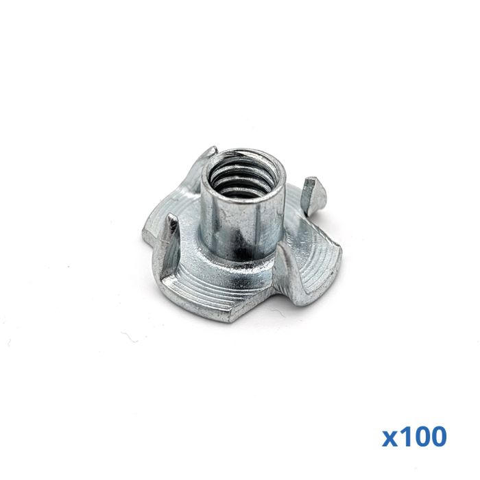 Pack of 100 x 12mm Long T-Nut with M8 Thread