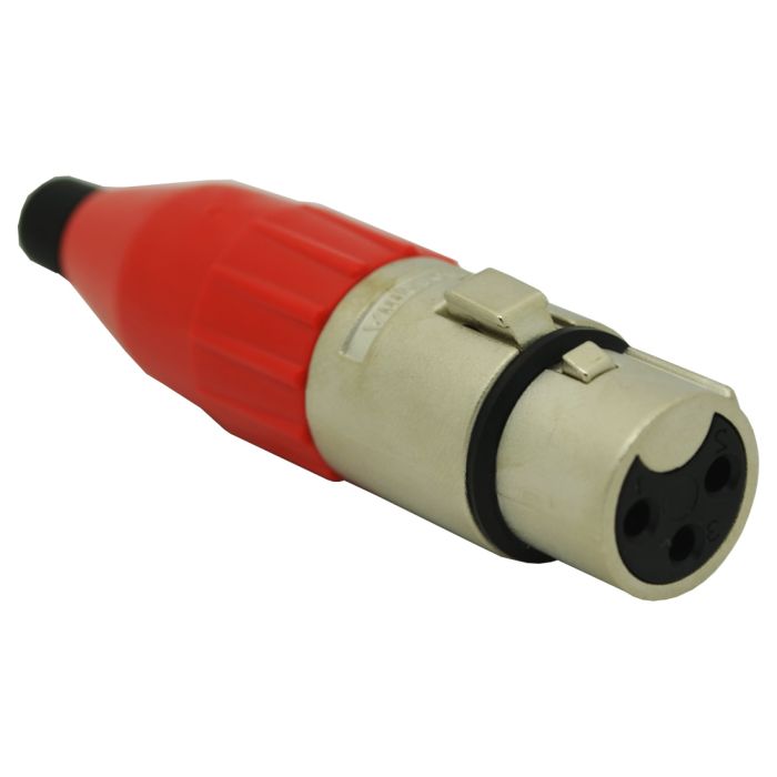 Red/Nickel Amphenol AC Series XLR 3 Pole Female Cable Connector