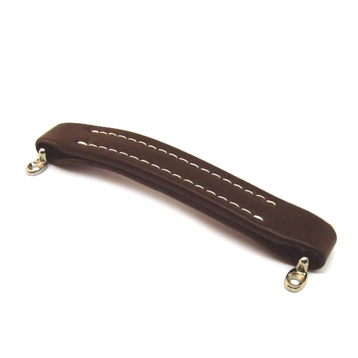 218mm Brown Leather Look Handle with White Stitching