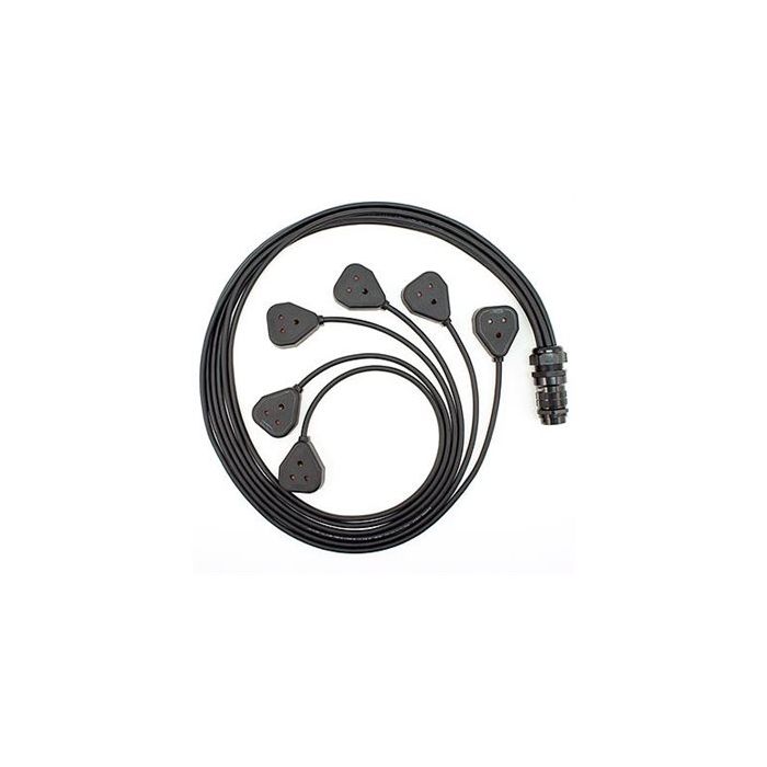 2.5M Stealth Series 6 WAY Mains Lead 19 Pin Female to 6 15 Amp Sockets
