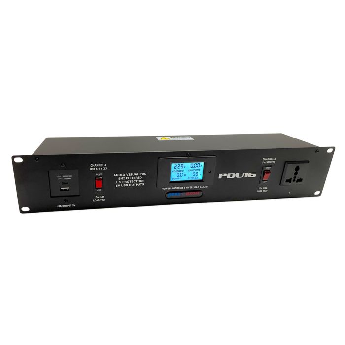 2U 20 Amp Rack Mount PDU with Overload Protection & Power Monitoring ...