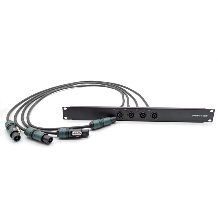 1U Four-Way Rack Panel with Speaker Female/Male Link with 1m Tails