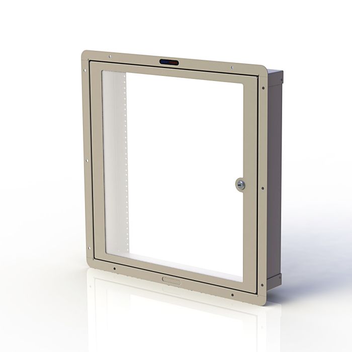 12U Cream In-wall Rack Cabinet with 10/32 Threaded Rack Rail_12u-cream ...