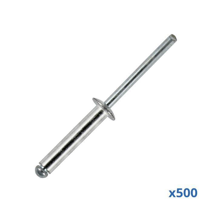 Box of 500 x 20mm Long Plain Rivets with Aluminium Body and Steel Mandrel