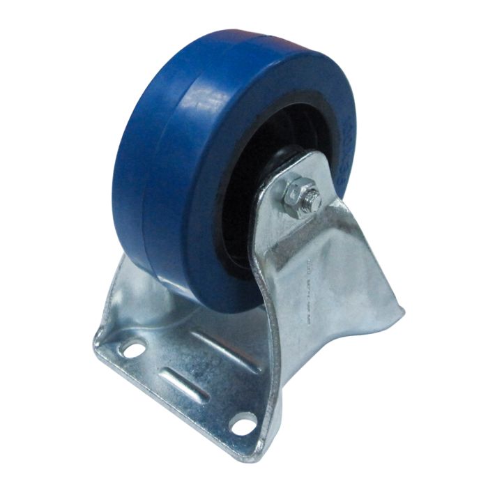 4" Heavy Duty Fixed Caster with Rubber Blue Wheel | Penn Elcom